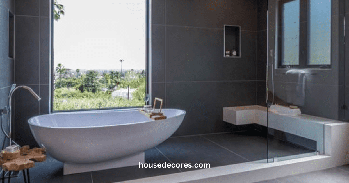Small Bathroom With Walk In Shower And Freestanding Tub