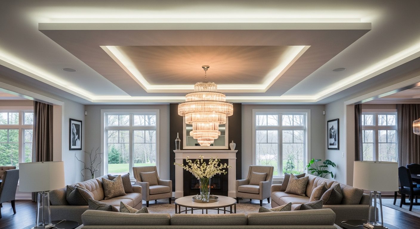 How to Improve Weird Tray Ceiling Design?