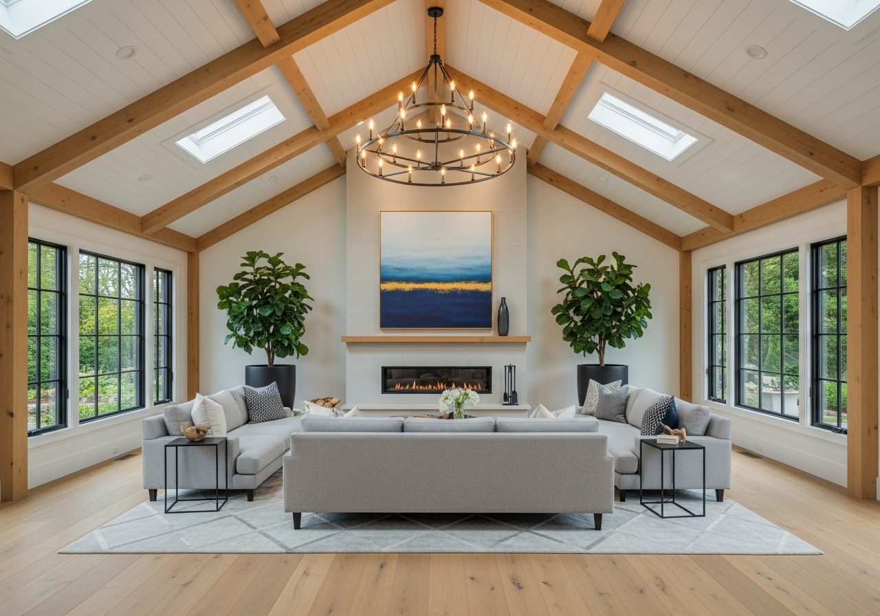 24 Vaulted Ceilings Ideas for Living Room Design