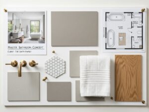 Black-and-White Bathroom Concept Boards: From First to Final